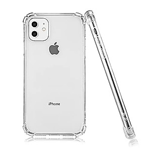 iPhone 11 Case, Shockproof Ultra Slim Fit Silicone Transparent Cover TPU Soft Gel Rubber Cover Shock Resistance Protective Back Bumper for Apple iPhone 11 Clear