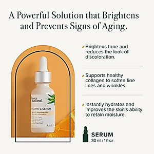InstaNatural Vitamin C Serum, Vitamin C Serum for Face with Hyaluronic Acid and Ferulic Acid, Brightening Serum and Anti Aging Serum