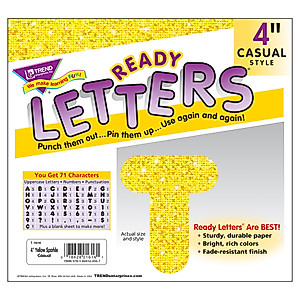 TREND enterprises, Inc. Yellow Sparkle 4" Casual UC Ready Letters