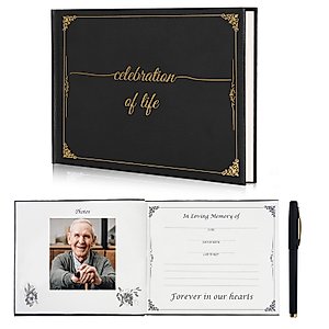 C2U Funeral Guest Book for Memorial Service - Celebration of Life Guest Book with Memory Table Sign & Pen - Guest Sign in Book for Funeral Service,in Loving Memory Funeral Guest Book