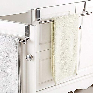 Stainless Steel Towel Bar Holder Over Kitchen Cabinet Door Hanging Rack 24cm 36cm by SHG (36cm)