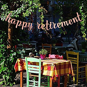 INNORU Glitter Happy Retirement Banner - for Farewell Party Bunting - Leaving Theme - Finally Retiring Party Bunting Decoration Rose Gold