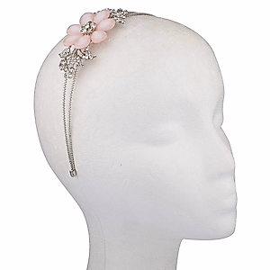 LUX ACCESSORIES Faceted Pink Flower Floral Pave Crystal Stretch Headband