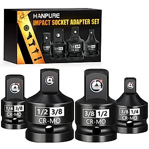 Socket Adapter Set Tools for Men - 1/4" 3/8" 1/2" Impact Adapter Father's Day Gifts from Daughter Son Wife CR-MO Drill Wrench Ratchet Drive Sockets Reducer Extension Impact Driver Bit Set Cool Gadgets