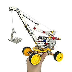 IRON COMMANDER Erector Set - Educational Building Toys for Kids Ages 8 and up w/ 235 Pieces, Building Blocks STEM Toys - Metal Crane Building Model with Metal Beams and Screws