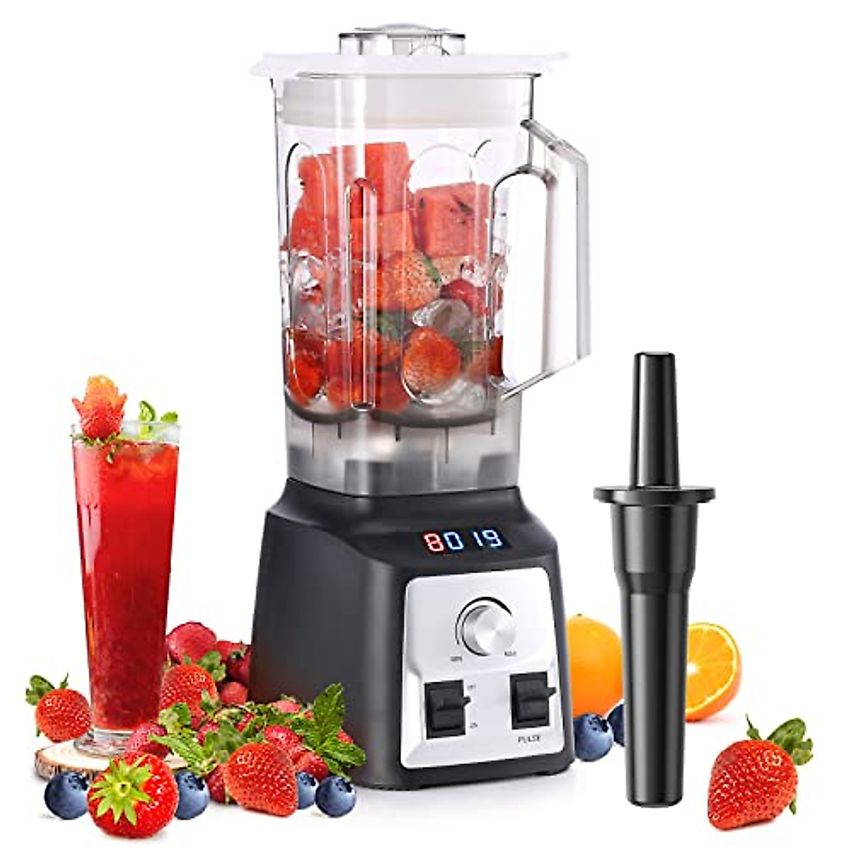 Enfmay Smoothie Blender Maker, 1450W Powerful Blender for Kitchen with 2L BPA-Free Tritan Container, 6 Stainless Steel Blades and Stepless Speeds, Kitchen Blender for Shakes/Smoothies/Ice/Soup/Nut, Silver