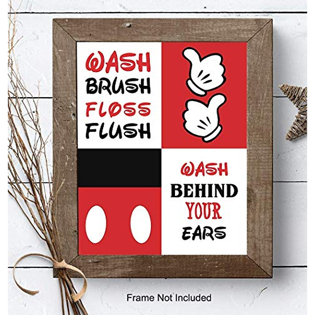 Mickey Bathroom Wall Art Print - Home Decoration, Room Decor For Kids, Childs, Childrens, Baby or Toddlers Bath, Restroom, Powder Room, Guest Bath - Gift for World Fans - 8x10 UNFRAMED print