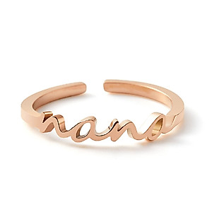 CHENVA Grandmother Gift Mimi Ring Nana Ring Dainty Ring Jewelry for Grandmother (Nana Ring rose gold)