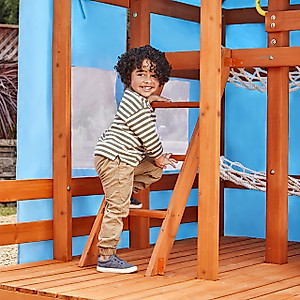 Little Tikes Real Wood Adventures Outdoor Glamping House, Backyard Bungalow Fun, Up to 5 Kids, 2 Bunk Hammocks, Outdoor Lights, Wooden Deck with Playhouse for Kids, Gift for Girls Boys Ages 3 +Years