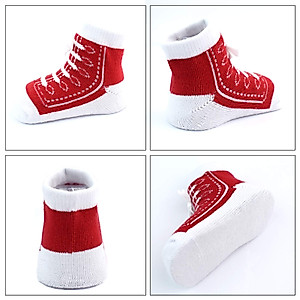 Fly love 6 Pairs Baby Cotton Sneaker Newborn Ankle Sock Toddler Crew Walkers Bootie Infant Slippers Socks
