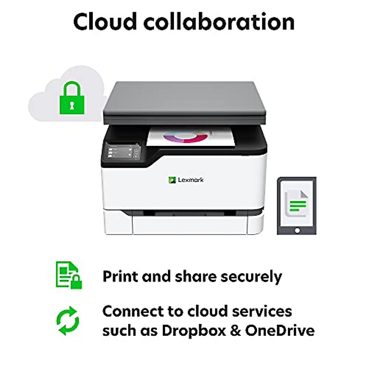 Lexmark MC3224dwe Color Multifunction Laser Printer with Print, Copy, Scan, and Wireless Capabilities, Two-Sided Printing with Full-Spectrum Security and Prints Up to 24 ppm (40N9040), White, Gray