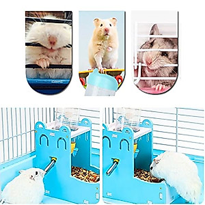 Restokki Hamster Automatic Feeder Dispenser Two-in-One Hanging Automatic Drinking Water for Bunny Chinchilla Hedgehog Squirrel,Small Pet