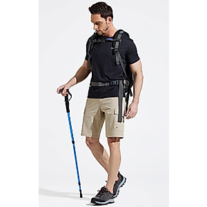 MASKERT Men's Hiking Cargo Shorts,Work Casual Shorts Travel Fishing Golf Stretch Tactical Shorts, Khaki XXL