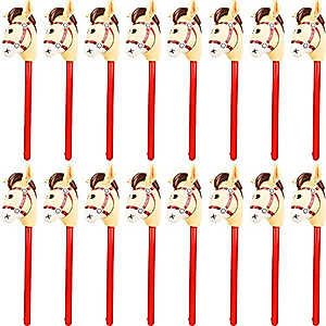 Haconba 16 Pieces 40 Inch Inflatable Stick Horse Cowboy Cowgirl Horse Head Stick Pony Stick Balloon for Cowboy Theme Parties Chsirtmas Birthday Party Home Decoration