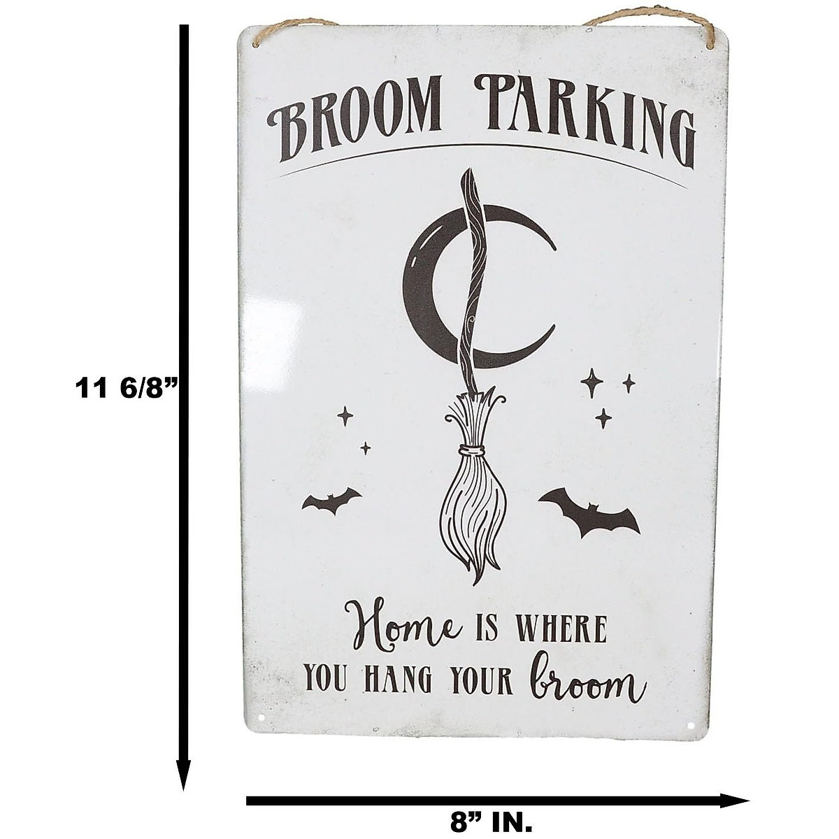 Ebros Gift Halloween Witchcraft Wicca Occult Witch Broom Parking Home Is Where You Hang Your Broom Bats Stars And Crescent Moon Wall Hanging Sign Plaque Kitchen Home Decorative Signs