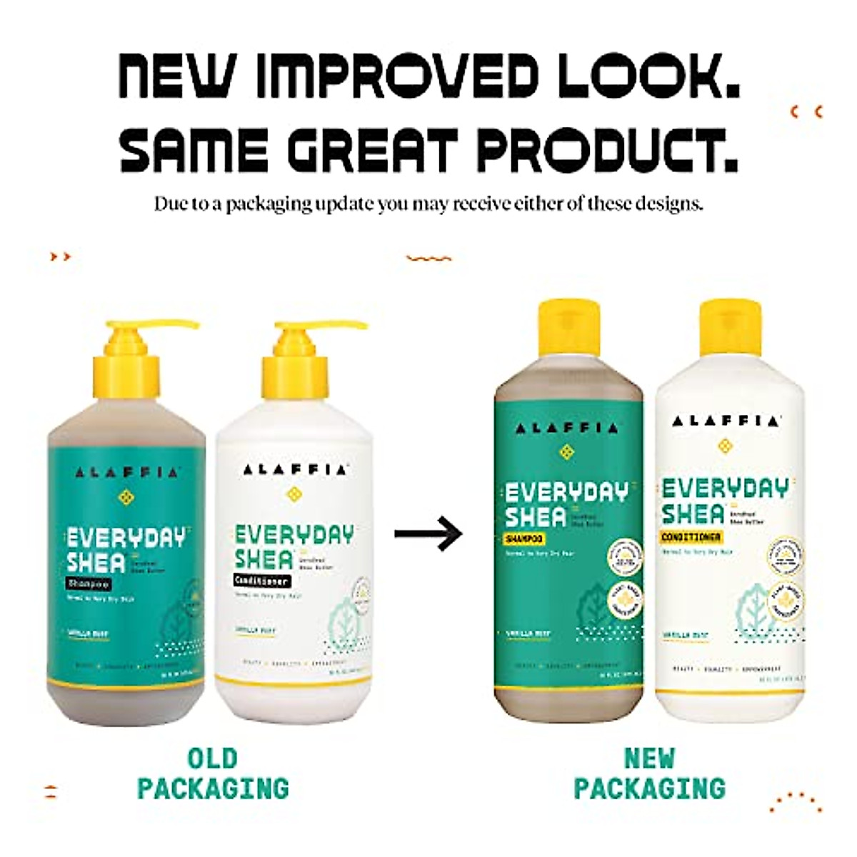 Alaffia EveryDay Shea Shampoo and Conditioner - For Normal to Very Dry Hair, Gently Cleanses, Moisturizes, Restores & Protects with Fair Trade Shea Butter, Vegan, No Parabens, Vanilla Mint, 16 Fl Oz Each