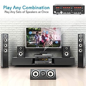 Pyle 4-Zone Channel Speaker Switch Selector - Premium New & Improved Switch Box Hub, Distribution Box for Multi-Channel High Powered Stereo Amp A/B/C/D Switches, 4 Pairs Of Speakers, Black