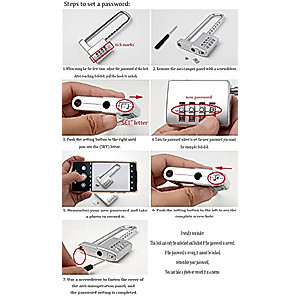 Padlock, Combination Lock, 4 Digit Combination Padlock, 2-1/2" (64mm) Wide Body. 3/8 inch Stainless Steel Retractable Long Shackle is Suitable for Outdoor, School, Gym, Sports lockers, Fences,