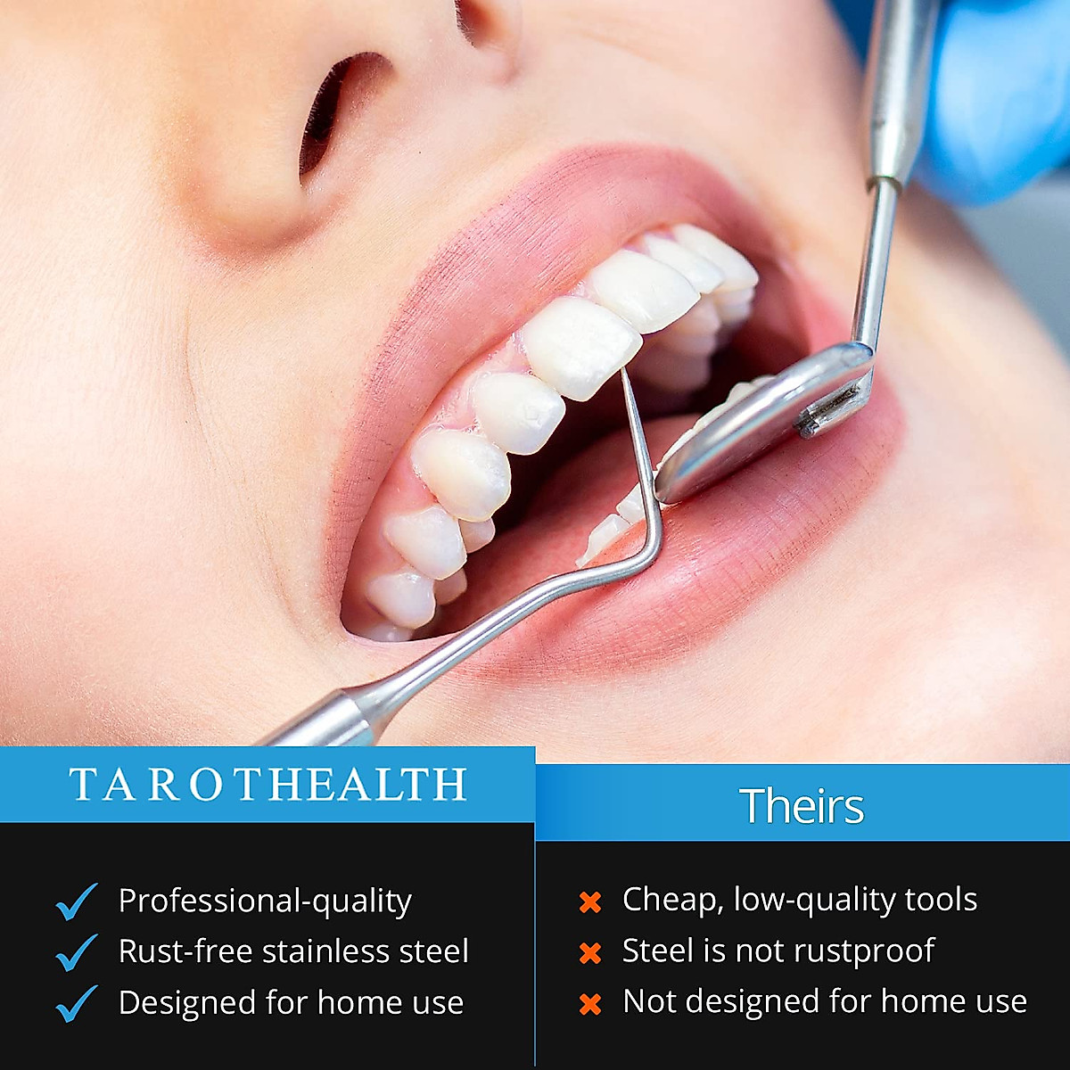 Dental Cleaning Tools Set For At Home Use - Oral Care Dental Hygiene Kit Includes Teeth Scraper For Plaque, Mirror, Scaler, Pick - These Teeth Cleaning Tools Are Made From Stainless Steel