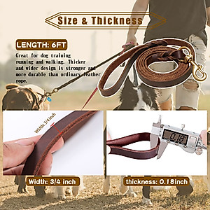 MERUOGKAR Leather Dog Leash 6ft x 3/4 inch,Strong Heavy Duty Genuine Leather Braided Dog Training Leash, Soft and Comfortable Leather Leash for Large Dogs, Medium Small Dogs (Brown, 6FT*3/4in)