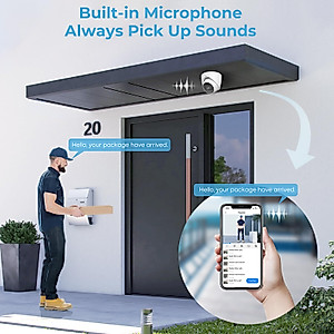 VALUCAM 4MP PoE Turret Camera, 0.006Lux@F1.6 Starlight IP POE Camera Outdoor, 2.8mm Fixed Lens with 98ft Night Vision, Human/Vehicle Detection Plus, Built-in Audio, IP67, DMSS & SmartPSS