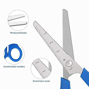 Vutyvve Kid Scissors, Blunt Tip Safety Children Scissors, Stainless Steel Blades with Centimetre Scale, More Accurate Cutting, Set of 6