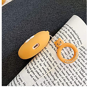 Thick Soft Silicone Lion Case with Finger Strap for Apple Airpods 1 2 Wireless Earbuds Yellow Ryan Head Protective Lovely Fun Girls Kids Son Men Guys Boys