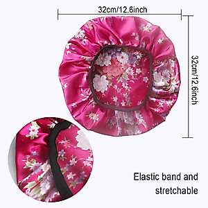 4 Pack Soft Satin Sleeping Cap Wide Band Salon Bonnet Silk Night Sleep Hat Hair Loss Cap for Women, 4 Styles