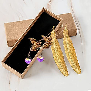 QEZEZA Metal Feather Bookmark, Handmade Gifts Bookmarks for Book Lovers, Teachers, Kids, Women and Men 2 Pack (Purple)