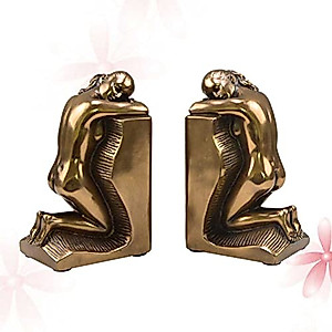 Bookends 2Pcs Beauty Girl Bookends Copper Art Book Stands Book Organising Frames Creative Book Supports Book Ends