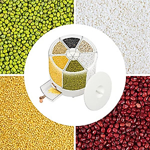 Eapmic 360° Rotatable Cereal Dispenser, One-Click Rice Output, Visible Round Multigrain Tank Cup Dry Rice Container Food Dispenser Sealed Grains Cans Grain Storage Tank for Storage Small Beans