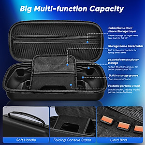 Auarte 12 in 1 Accessories Set for Playstation Portal Remote Player, Hard Carrying Case for PS Portal with Clear Skin Case for PS5 Portal, 2 Screen Protector with 4 Thumb Grip, Carbon Black