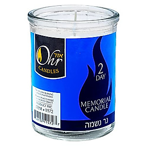 Ohr Candles Yahrzeit Memorial Candles - 2 Day Yahrzeit Candle - Yartzeit Candles 48 Hour Yom Kippur Jewish Candles in Glass Tumbler - 3 Pack