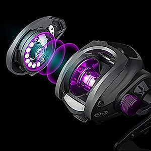 Fishing Reel, Baitcasting Reel, Magnet Braking System, 12+ 1 Shielded Ball Bearings, 17.6 LB Max Drag, Available in 7.2:1 and 8.1:1