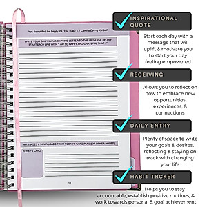 Maniscripting Journal: 90 day journal, guided prompts, daily planner, manifestation journal, gratitude, mindfulness, self love, happiness, wealth, weekly habit tracker, journal for women, undated.