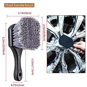 Nolimas 12Pcs Car Wheel & Tire Brush Kit,Including 17inch Long Wheel Brush,Short Handle Tire Brush,5pcs Detailing Brushes Kit & 3pcs Wire Brushes for Cleaning Car Wheels & Interior Exterior