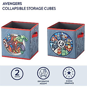 Idea Nuova Marvel Avengers Set of Two Spacious Collpasible Storage Cubes, 10"x10", Avengers / Grey