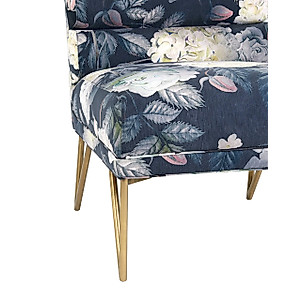 TOV Furniture Kelly Contemporary Channel Tufted Home Office Accent Chair, 24", Floral