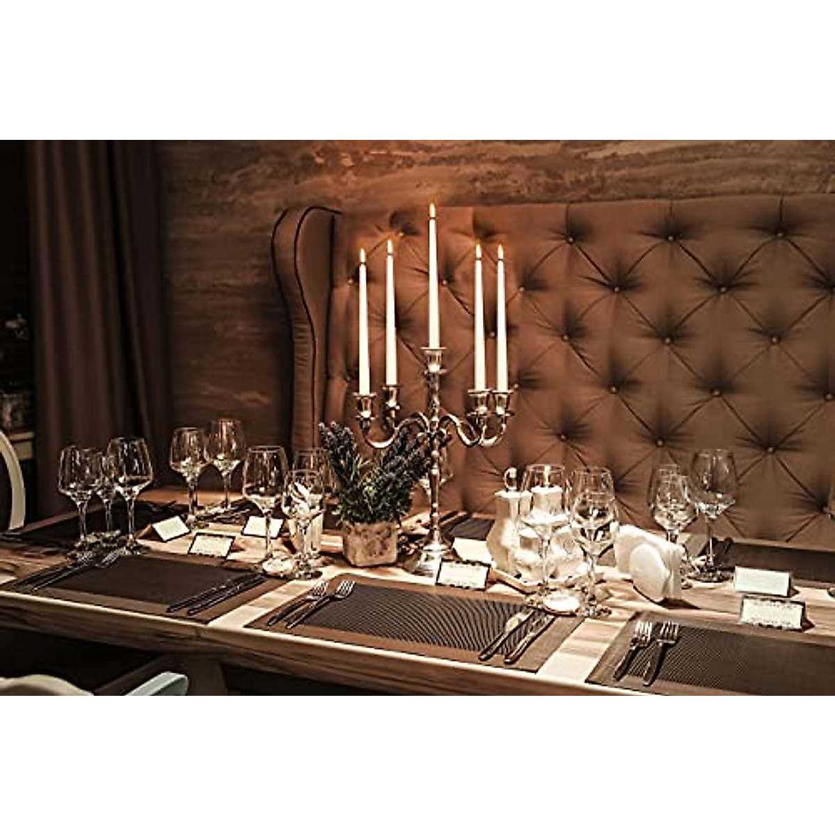 12 Pack Tall Taper Candles - 12 Inch Woolwhite Dripless, Unscented Dinner Candle - Paraffin Wax with Cotton Wicks - 10 Hour Burn Time