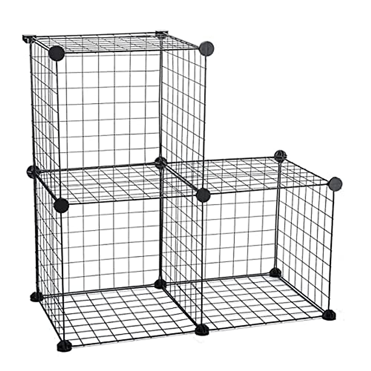 YCOCO Cube Storage Organizer,6 Cube Closet Organizers and Storage,Wire Metal Grids Bookshelf,Stackable Modular Shelves,Cube Storage Organizer Bins for Home,Office,Kids Room,Black