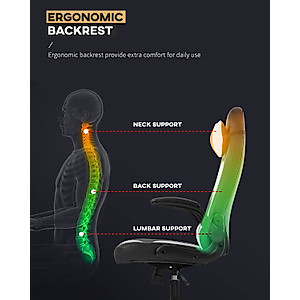 PC Gaming Chair Ergonomic Office Chair Computer Desk Chair with Armrests Headrest and Lumbar Support High Back PU Leather Executive Racing Chair for Home (White)