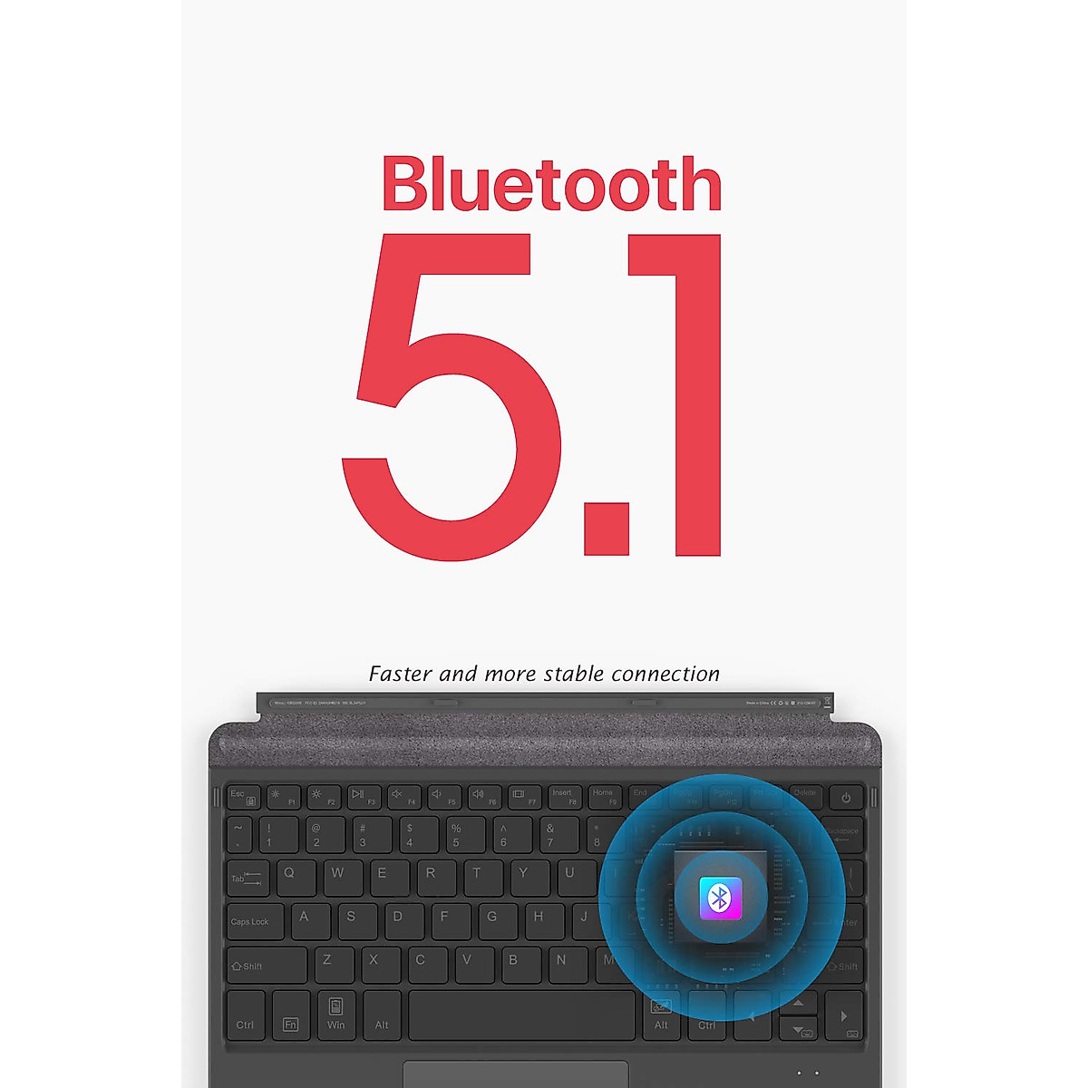 Inateck Surface Go Keyboard, Bluetooth 5.1, 7-Color Backlight, Compatible with Surface Go 4(2023), Surface Go 3(2021), Go 2 (2020), Surface Go 1(2018), KB02009 Black