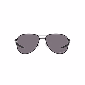 Oakley Men's OO6050 Contrail TI Aviator Sunglasses, Satin Black/Prizm Grey Polarized, 57 mm