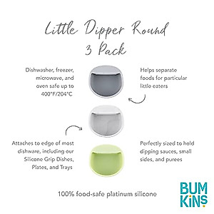 Bumkins Baby Silicone Little Dippers, Attaches to Bowls, Dishes and Plates, Sauce Cup, Holds Condiments, Dip, Puree, Toppings, Baby Led Weaning, Essential Feeding Supplies, for Babies 6 Months Up
