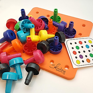 Skoolzy Fine Motor Skills Toys for Kids - Preschool Lacing Beads and Pegboard with Pattern Cards - Montessori Occupational Therapy Games for Kids