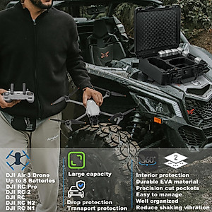 Lekufee Waterproof Carrying Case Compatible with DJI Air 3 Drone/DJI Air 3 Fly More Combo/DJI RC Pro/DJI RC 2/DJI RC N2 Remote Controller and Accessories(Case Only)