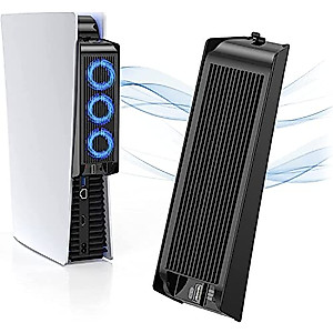 KIWIHOME Cooling Fan for PS5 Accessories, Upgraded Quiet Cooler Fan with LED Light, Horizontal Cooling Accessories with USB3.0 Hubs, Efficient Cooling System for PS5 Disc and Digital Edition(Black)