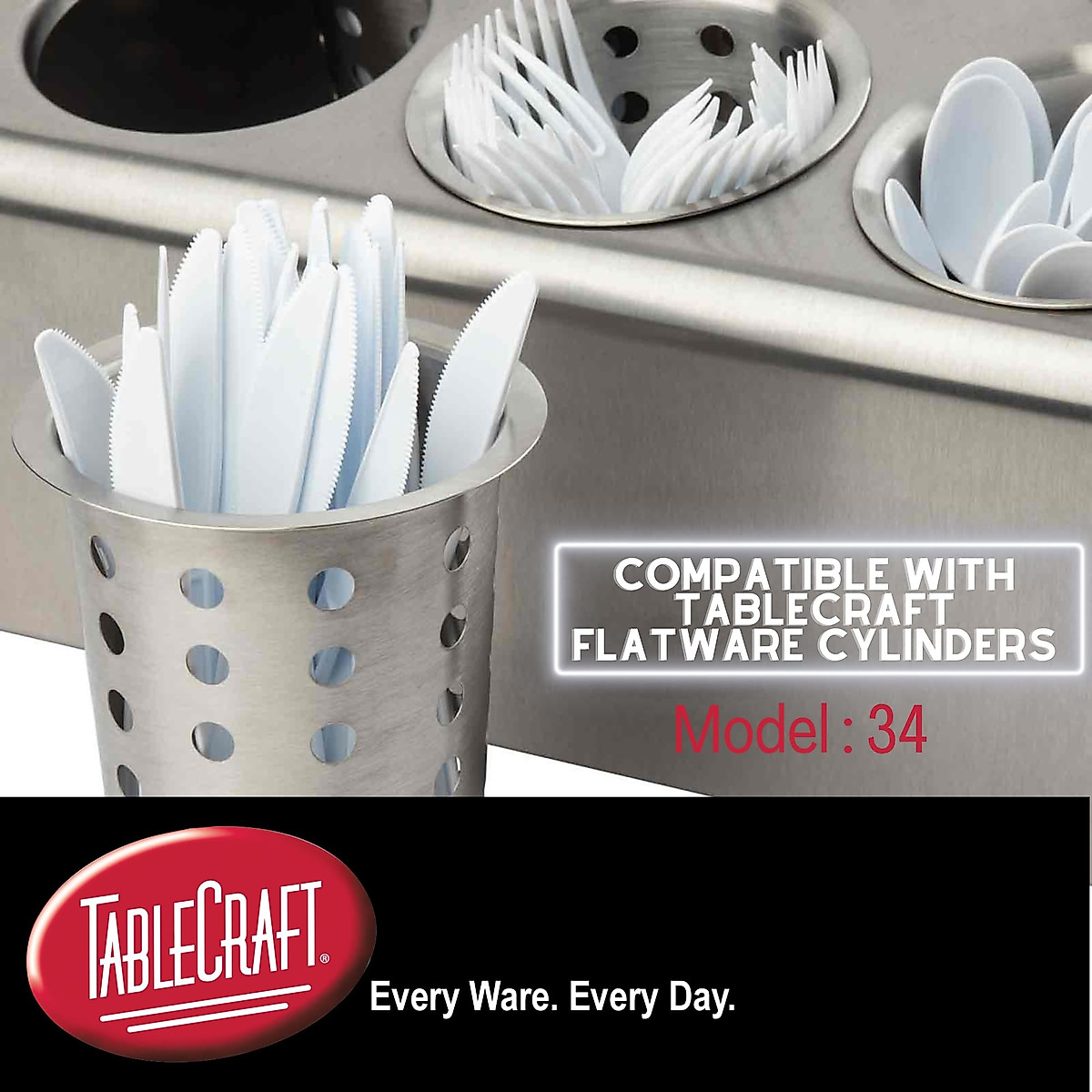 TableCraft Products 7062 Two-Tiered Flatware Cylinder Holder with 6 Holes