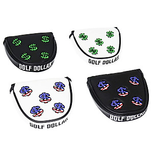 SEACLOUD Golf Cash Money Mallet Putter Cover for Scotty Cameron PU Headcover with Magnetic Closure 2ball White Green