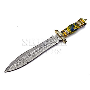 Skokie Knives Custom Hand Made Damascus Steel Hunting Knife Handle Acrylic